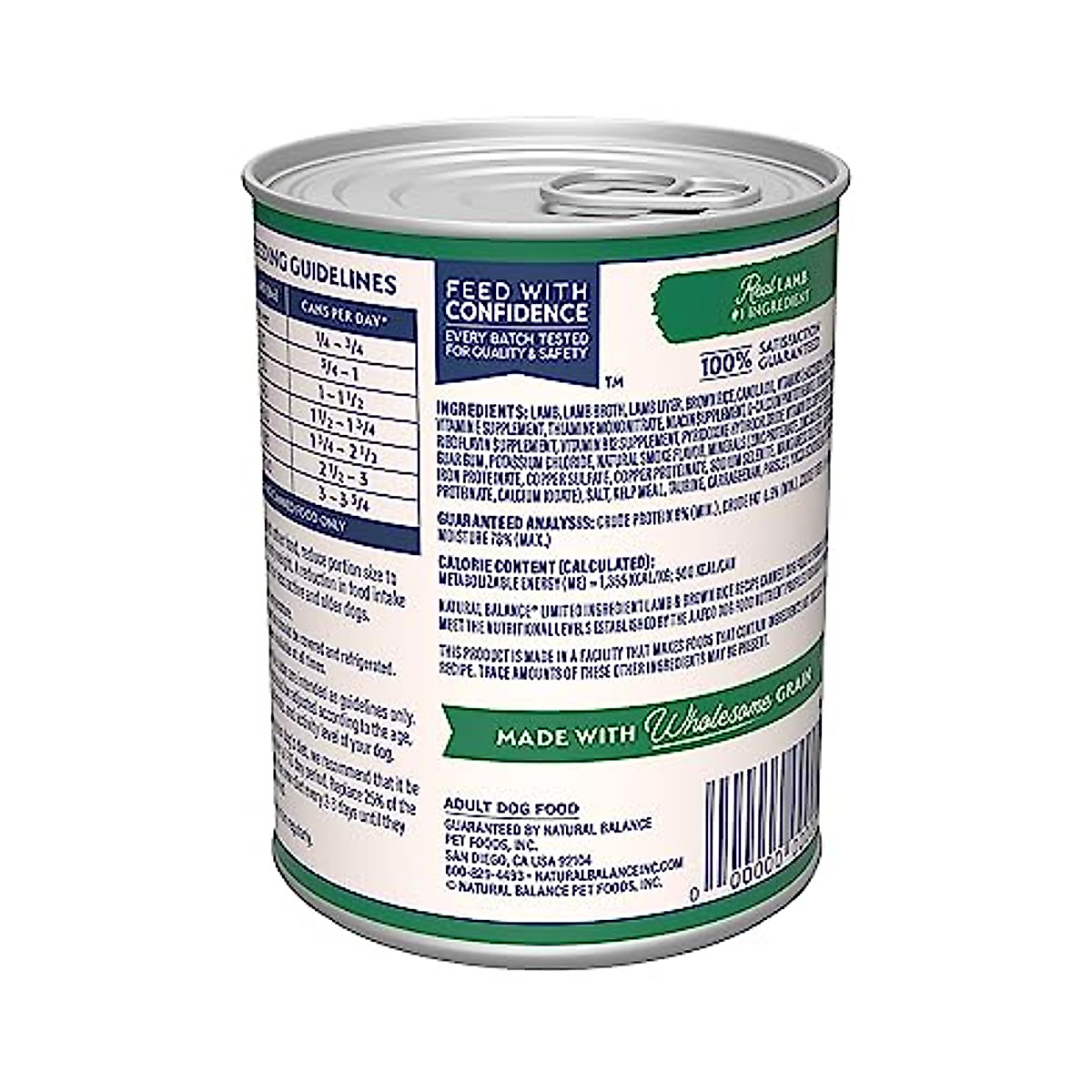 Natural Balance Limited Ingredient Adult Wet Canned Dog Food with Healthy Grains, Lamb & Brown Rice Recipe, 13 Ounce (Pack of 12)