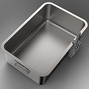 Colcolo Kitten Cat Litter Box Stainless Steel Rounded Edges with High Sides Semi Enclosed, 45x35x10cm