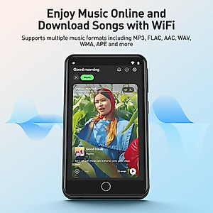 AGPTEK 80GB MP3 Player with Bluetooth and WiFi, 3.5" Full Touch Screen MP4 Player with Spotify, Android Online Music Player with Speaker, FM Radio, Expandable Up to 128GB
