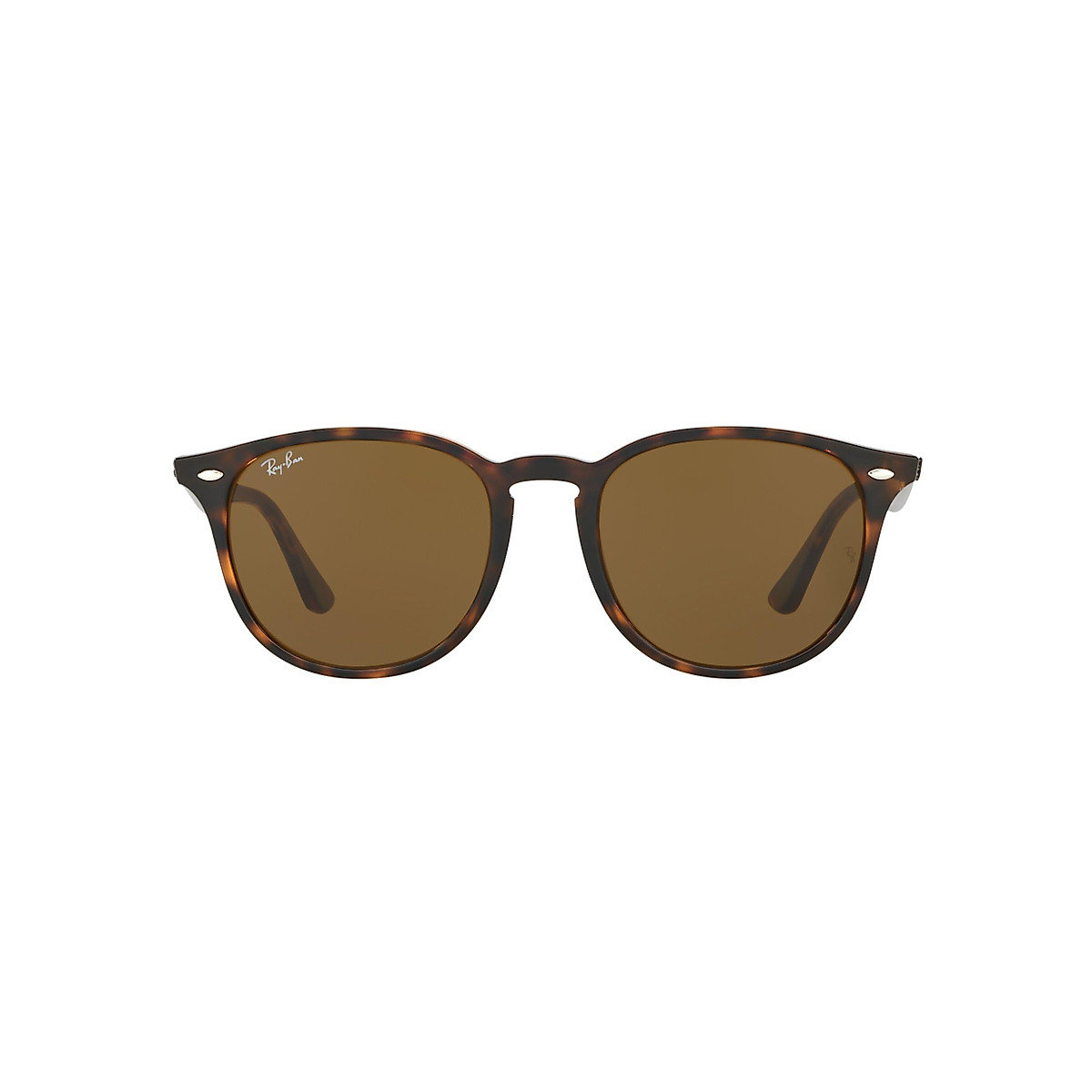 Ray-Ban RB4259F Low Bridge Fit Round Sunglasses, Light Havana/Dark Brown, 53 mm