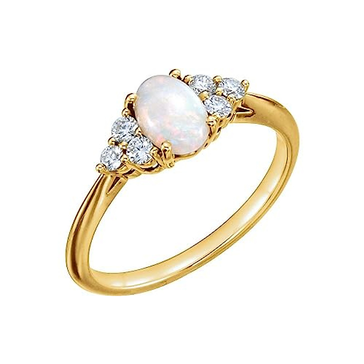 FB Jewels 14K Yellow Gold Opal & 1/5 CTW Diamond Ring Size 7