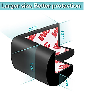 12 Pack Soft Corner Protector Baby Proofing Edge and Corner Guards, Safety Pre-Taped Rubber Foam Furniture Bumper for Fireplace, Table, Stair, Cabinet (Black)