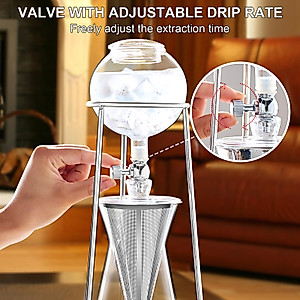 PARACITY Cold Brew Coffee Maker, Iced Coffee Maker in Stainless Steel and Borosilicate Glass, Cold Brew Drip Coffee Maker with Slow Drip Technology, Iced Tea Maker 2-4 Cup