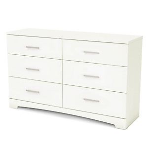 South Shore Gramercy 6-Drawer Double Dresser, 18.88"D x 51.12"W x 31.12"H, Pure White