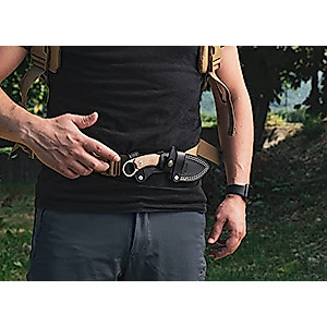 LionSTEEL H2 Karambit Style Fixed Blade EDC Hunting Hiking and Outdoor Knife, G10 and Micarta Handles, M390 Super Steel, Leather Sheath Included, Natural Micarta