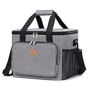 Lifewit Collapsible Cooler Bag Insulated Lunch Bag 24L (40-Can), Large Leakproof Soft Sided Portable Cooler Bag for Outdoor Travel Beach Picnic Camping BBQ Party, Grey and Black