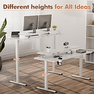 JUMMICO Electric Standing Desk, Adjustable Height Desk 63 x 24 Inch with Monitor Stand, Home Office Computer Desk (White)