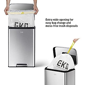EKO Madison Brushed Stainless 50 Liter/13.2 Gallon Step Trash Can with Inner Liner - Fingerprint Resistant Finish