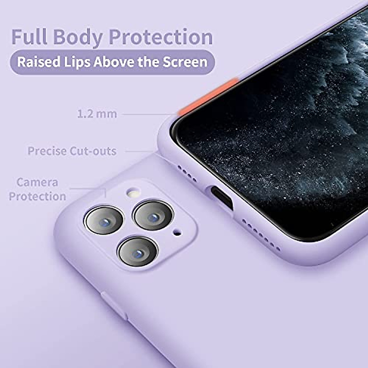 Cordking iPhone 11 Pro Max Case, Silicone Ultra Slim Shockproof Phone Case with Soft Anti-Scratch Microfiber Lining,[Enhanced Camera Protection], 6.5 inch, Clove Purple