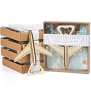 50 Pieces Airplane Bottle Opener with Box Wedding Party Favors Bulk Baby Shower Aviation for Pilot Travel Beer Bottle Opener Favors Guests Birthday Decorations (Classic Style)