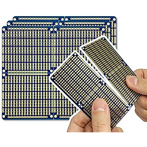 ElectroCookie Snappable PCB, Strip Board with Power Rails for Electronics Projects Compatible for DIY Arduino Soldering Projects, Gold-Plated, 3.8"x3.5" (3 Pack, Blue)