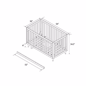 Little Seeds Rowan Valley Flint 3-in-1 Crib, White/Black with Wood Leg
