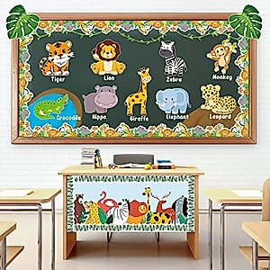 30 Pieces Jungle Animal Cutouts Safari Jungle Cut-Outs for Bulletin Board Classroom Baby Shower Animals Theme Birthday Party Decorations