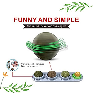 JLTKJ Catnip Ball Toy Cat Mint Wall Ball Catnip Toys for Cat Teeth Clean Edible Rotating Removable Catnip Balls Healthy Natural Cat Treats