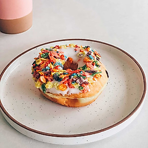 Mora Ceramic Flat Plates Set of 6-8 in - The Dessert, Salad, Appetizer, Small Lunch, etc Plate. Microwave, Oven, and Dishwasher Safe, Scratch Resistant. Kitchen Porcelain Dish - Vanilla White