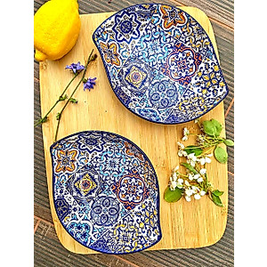 Portuguese Pottery Alcobaça Ceramic Side Dish Serving Bowl - Set of 2