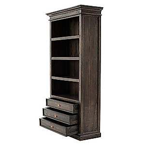 BOWERY HILL Coastl Styled Wooden Bookcase in Black Wash Finish