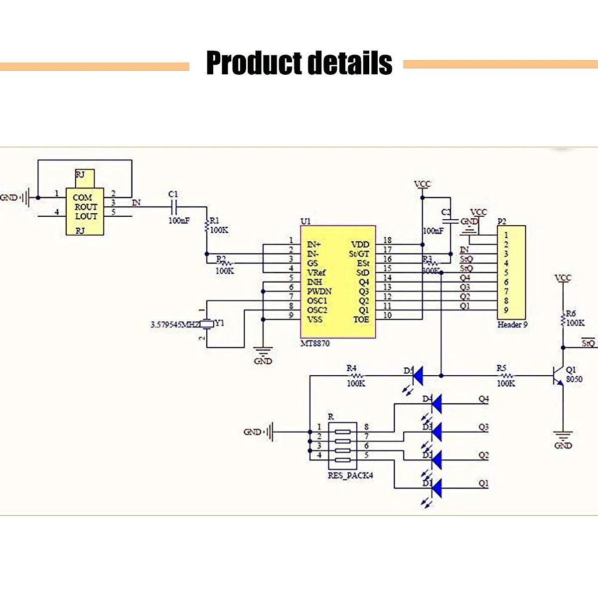 KOOBOOK 5Pcs MT8870 DTMF Voice Decoder Decoding Module Telephone/Audio Decoder Speech Module for Arduino