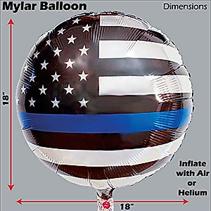Havercamp’s Police-Thin Blue Line Balloons (3 Pcs.)! 18” Round Mylar Balloons.