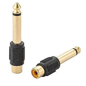 RCA to 1/4 Adapter, RCA Female to TS 6.35mm Mono Male Converter Audio Connector Plug Gold Plated for Mixer, Amp, Subwoofer (6-Pack)