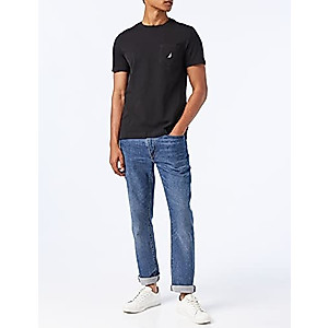 Nautica Men's Solid Crew Neck Short Sleeve Pocket T-Shirt, Black, Large