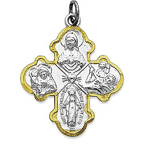 IceCarats 925 Sterling Silver Four Way Holy Cross Religious Medal Necklace Christian Pendant Scapular Charm 36mm x 35mm Only