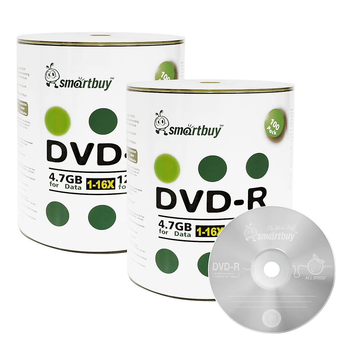 Smart Buy 200 Pack DVD-R 4.7gb 16x Logo Blank Data Video Movie Recordable Disc, 200 Disc 200pk