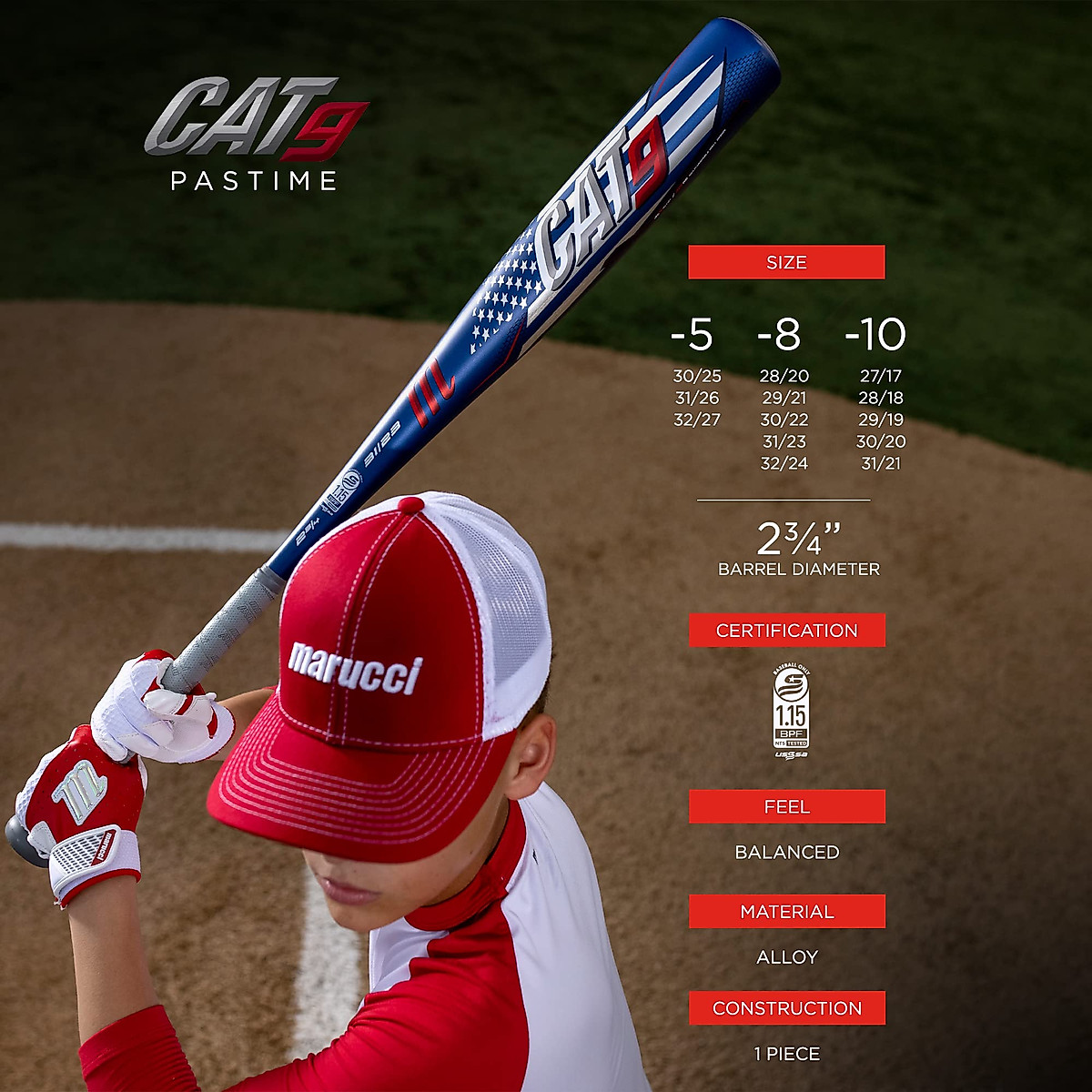 Marucci - America -10, 2 3/4 (MSBC910A-28/18) Aluminum Baseball Bat