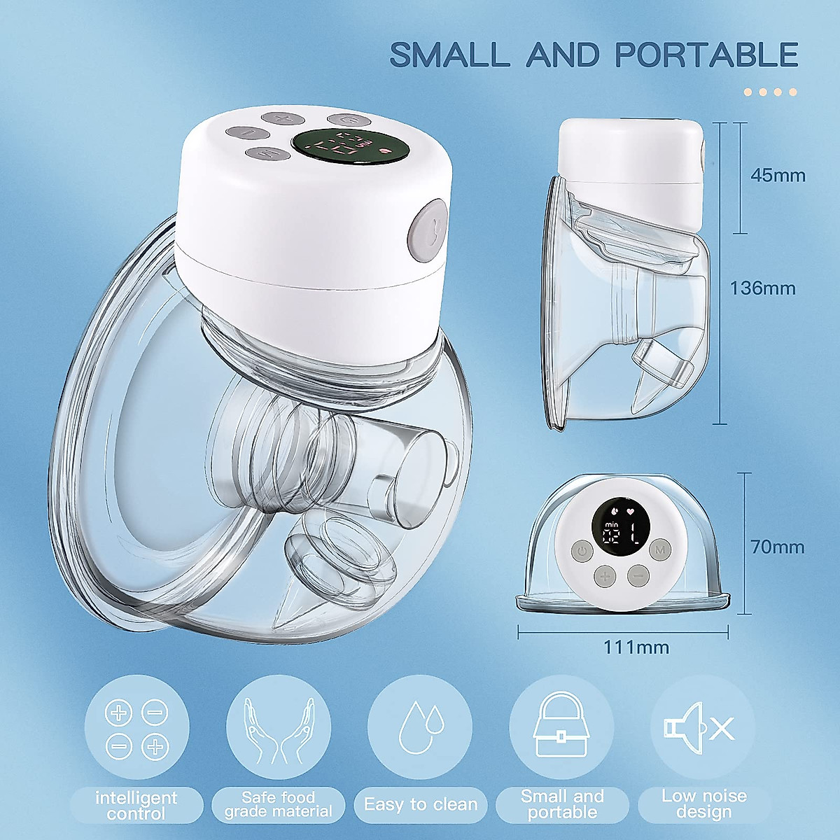 Wearable Breast Pump Hands Free Breast Pump Electric 2022 New,Wireless Portable Breast Pump with LCD Display and Memory Function Ultra-Quiet Breast Pump,2 Modes & 9 Levels Adjustment,24MM Flange