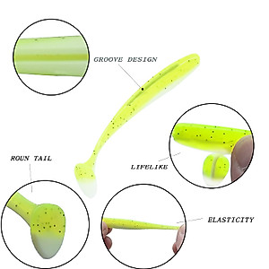 Soft Fishing Lures, 100PCS/50PCS Soft Plastic Baits Kit with Box for Fishing Trout Redfish Saltwater/Freshwater, 10 Mixed Colors/5Mixed Colors (100PCS/7cm/2g)