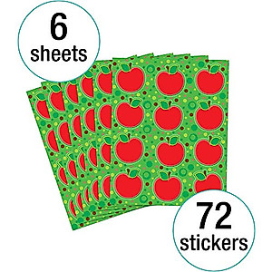 Carson Dellosa 72 Apple Stickers, 6 Sheets of Fruit Incentives for Back to School, Fall Crafts, Scrapbooking, Teacher Planner, Reward Chart, and School Supplies, Classroom Must Haves