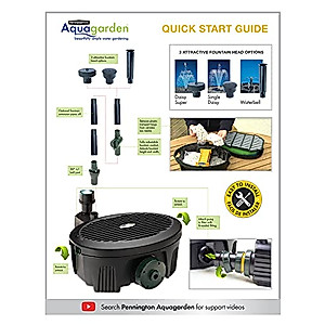 Pennington Aquagarden , Inpond 5 in 1, Pond & Water Pump, Filter, UV Clarifier, LED Spotlight and Fountain , All in One solution for a Clean, Clear and Beautiful pond , For Ponds up to 200 Gallons