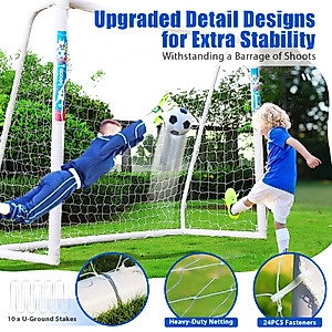 GOOGO Portable Soccer Goal with Strong PVC Frame, 8x6ft Soccer Net with Carry Bag, 2 High-Strength Nets, Quick Set-up, Weatherproof Soccer Training Equipment for Teens and Adults for Backyard