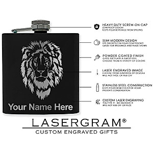 6oz Stainless Steel Flask, Cobra Snake, Personalized Engraving Included (Black)