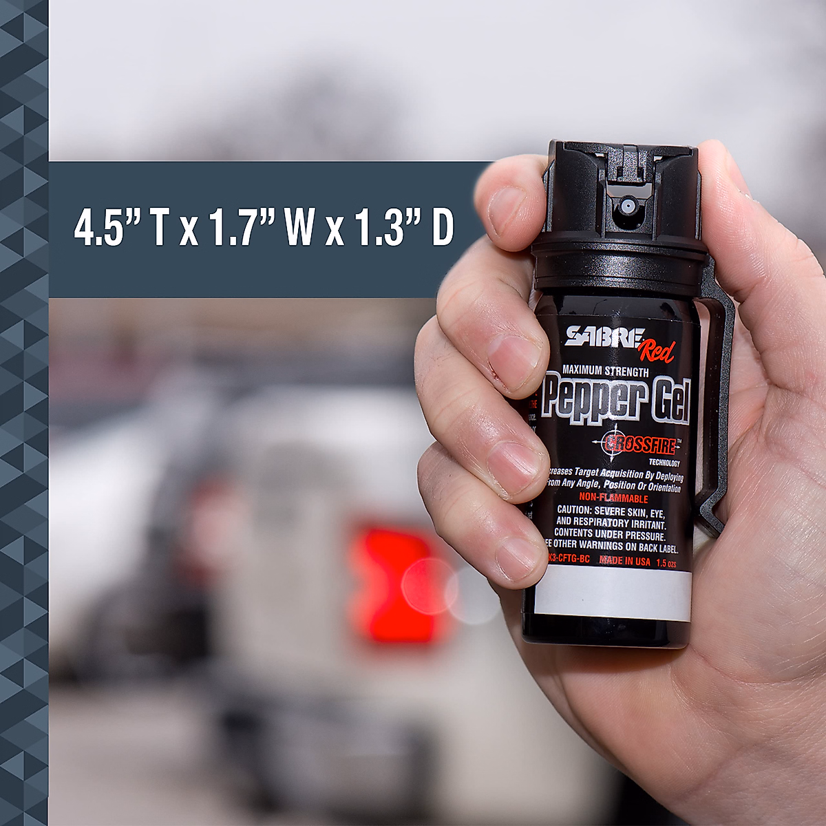 SABRE Crossfire Pepper Gel for Self Defense, Deploys At Any Angle, Maximizes Target Acquisition Against Threats, Easy Carry Belt Clip, Safety Flip Top, Max Police Strength Pepper Spray, 1.5 fl oz