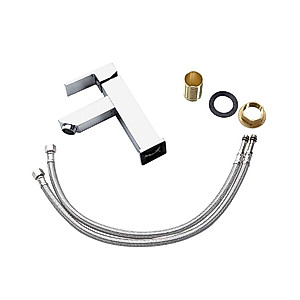 Single Handle Faucet for Bathroom Vanity - Made with Brass - Stain Resistant - Modern and Elegant Single Hole Bathroom Faucet Design - Chrome Finish - Grace Model by Flairwood Decor