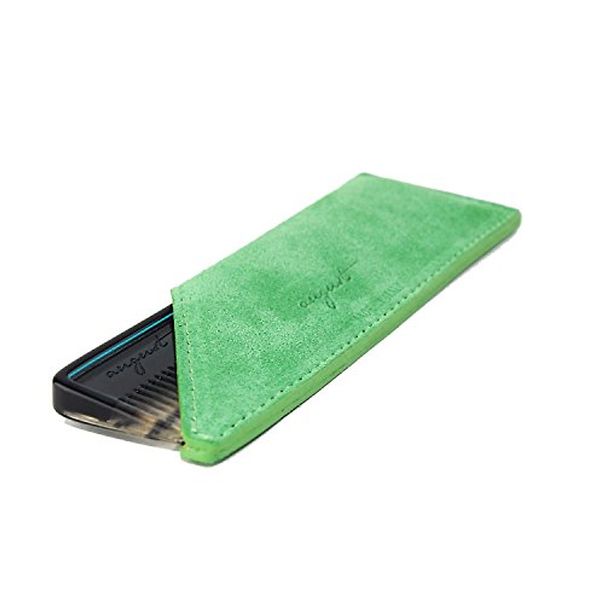 AUGUST GROOMING Soft Suede Case for Luxury Comb (Pocket, Green Suede)