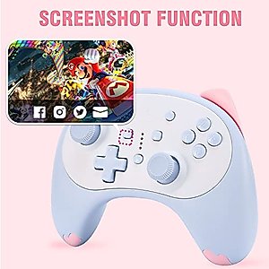IINE Cute Switch Controller, Bluetooth Cartoon Kitten Nintendo Switch Controllers Wireless, Kawaii Light Switch Gaming PC Controller with TURBO/Double Vibration Function