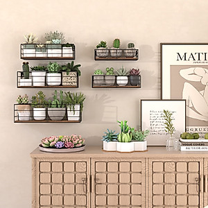 CRUGLA Floating Wall Shelves Set of 5, Wall Mounted Bathroom Shelves, Hanging Storage Shelf for Bathroom, Kitchen, Bedroom, Living Room