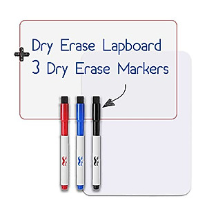 Mr. Pen- Dry Erase Lapboard, 11.75" x 8.9", Double Sided with 3 Dry Erase Markers, Mini Dry Erase Board, White Boards, Dry Erase Board for Kids, Small White Boards for Students, Dry Erase Boards