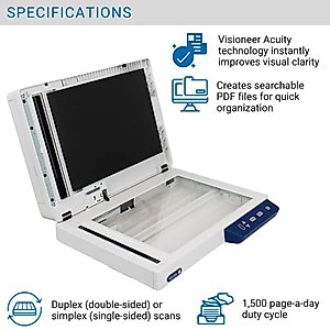 Visioneer Xerox Duplex Combo Scanner for PC and Mac, USB Flatbed Document Scanner, 30 PPM, 35 Page Automatic Document Feeder (ADF), TAA