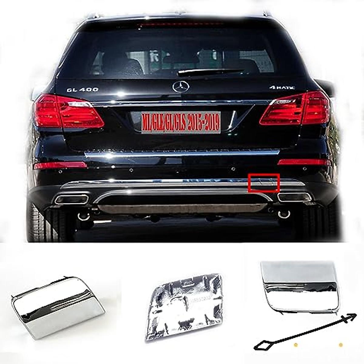Rear Tow Cover Fit 15-19 Mercedes Benz X166 Facelift W292 ML GLE GL GLS for 250 300 320 350 400 450 500 550 43 63 2015 2016 2017 2018 2019 bumper towing Hook Eye Cap (standard edition)
