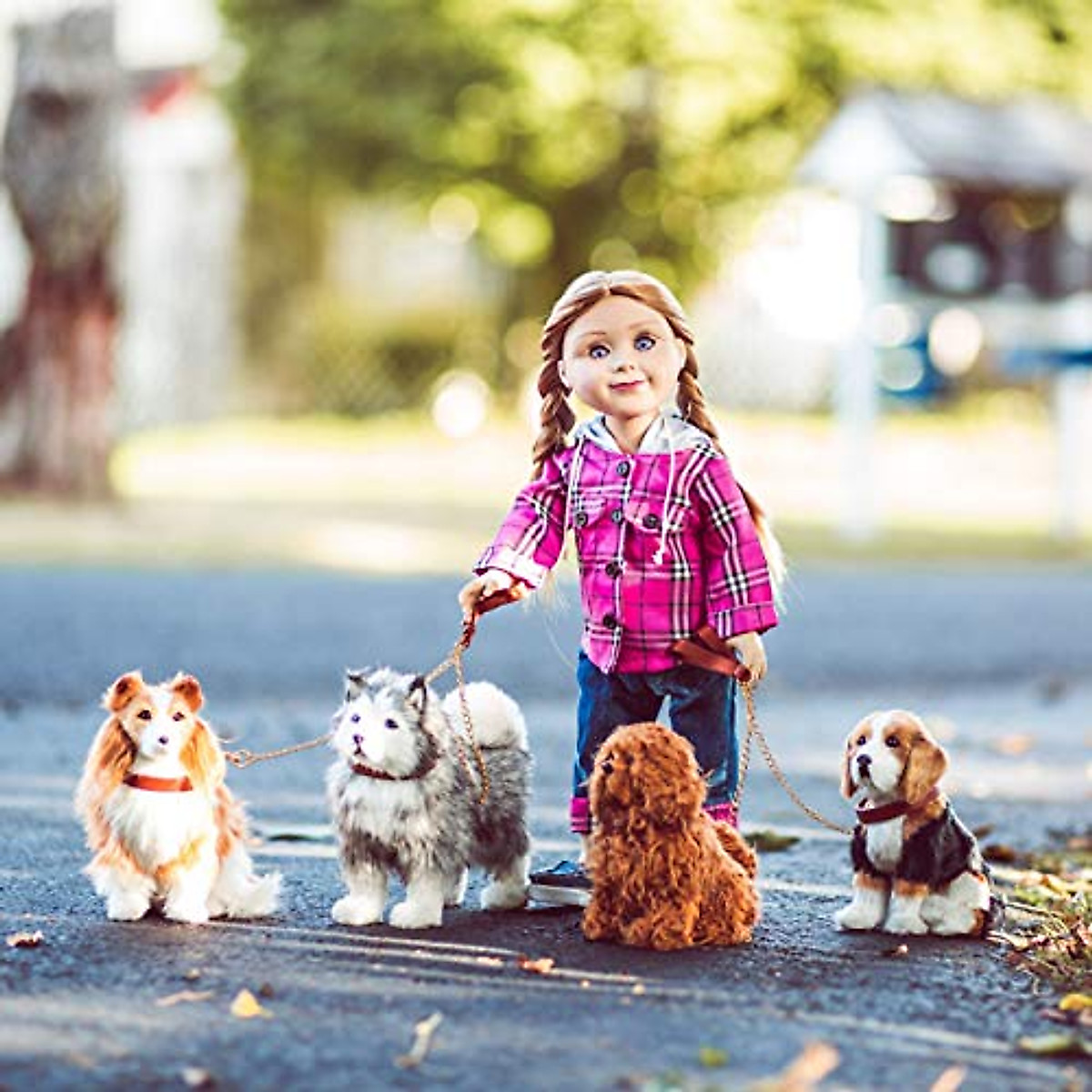 THE QUEEN'S TREASURES 18 Inch Doll Pets, Beagle Puppy Dog Pet Friend with Leash and Collar, Compatible for Use with American Girl Dolls