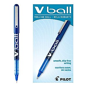 PILOT VBall Liquid Ink Rolling Ball Stick Pens, Extra Fine Point, Blue Ink, 12-Pack (35201)
