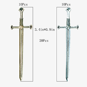 Movie Game Theme Party Holy Communion Cake Topper Alloy Paladin Cross Long Sword Anime Peripheral Game Accessories Bronze 10Pcs and White Silver 10Pcs Cupcake Decoration 20Pcs