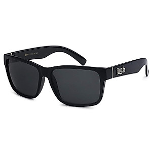 LOCS Hardcore Shades 2 Pack CLASSIC LOCS Black Sunglasses | Mens Gangster Rectangular Cholo Lowrider Shades, 91055 + 91070