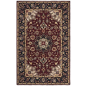 SAFAVIEH Classic Collection Area Rug - 5' x 8', Burgundy & Navy, Handmade Traditional Oriental Wool, Ideal for High Traffic Areas in Living Room, Bedroom (CL362A)