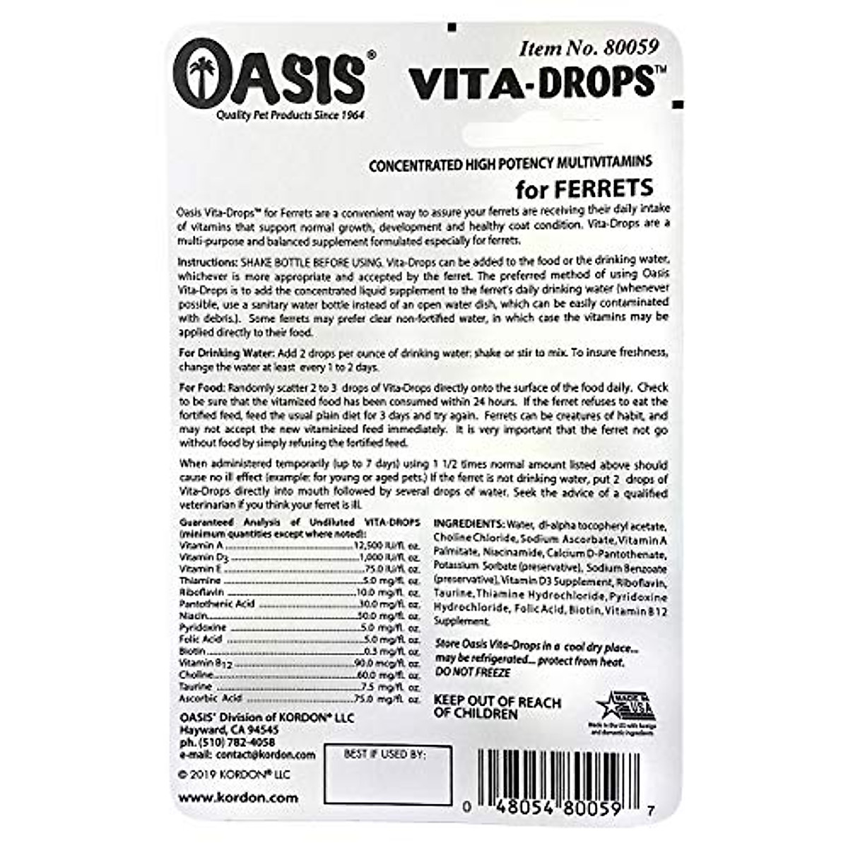 OASIS #80059 Ferret Vita-Drop Vitamins, 2-Ounce