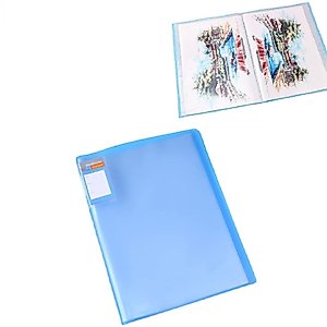 A3 30 Pags Diamond Painting Storage Book, Painting Storage Book 30 Clear Pockets Sleeves Protectors Art Portfolio Book, Display Book, Clear View A3 Document Folder for Painting Presentation (Blue)