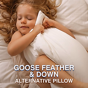 Zibroges ZB-DP01 Goose Feather Bed Sleeping, Hotel Down Pillows Queen Size, White Soft Cotton Cover, Fluffy Support Surround Fill Polyester for Back Side Stomach Sleeper 2 Count